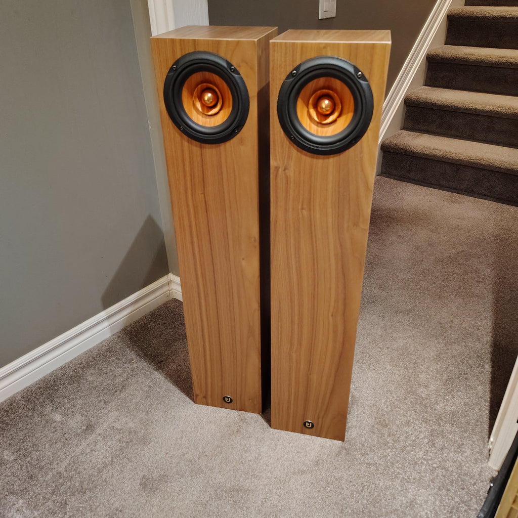 Unity Audio - Whitewater Tower Speakers, book matched walnut, blemished ...