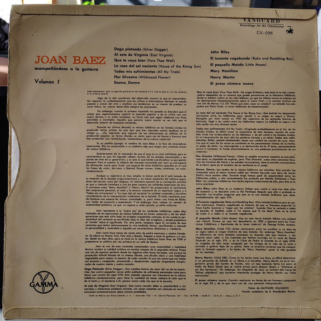 Joan Baez – Volumen 1 LP – Unity Audio Canada