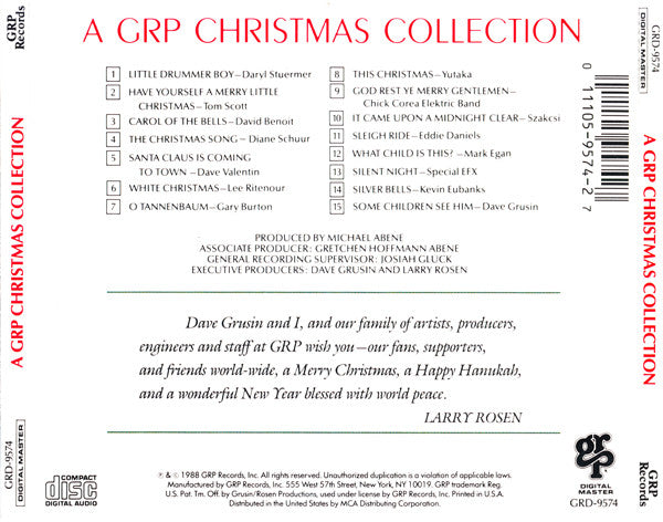 Various – A GRP Christmas Collection CD – Unity Audio Canada
