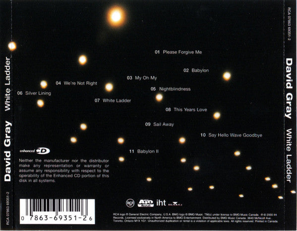 David Gray – White Ladder CD – Unity Audio Canada